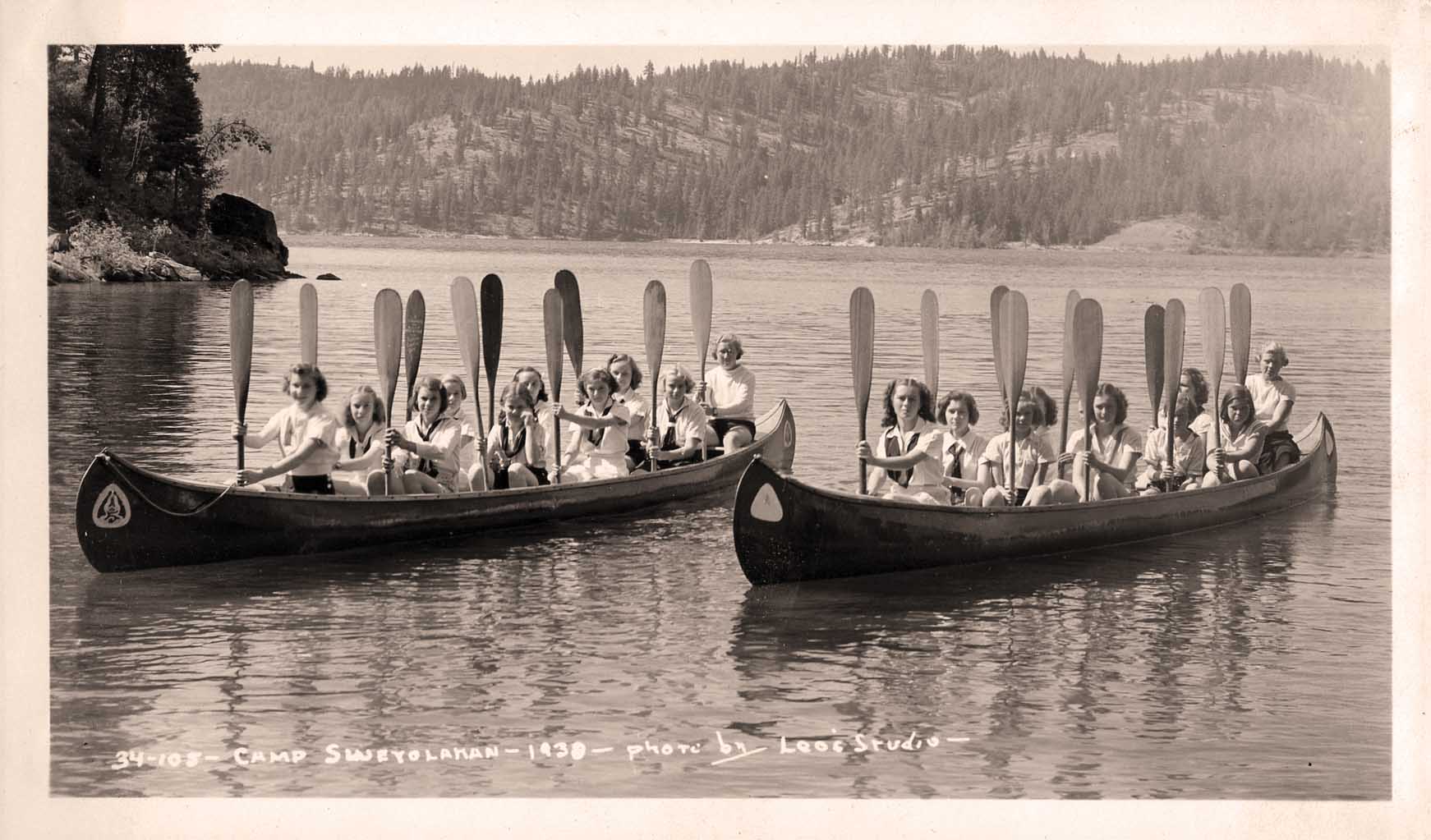 1938 Two loaded war canoes pose for a photo Photo by Leo’s copy ...